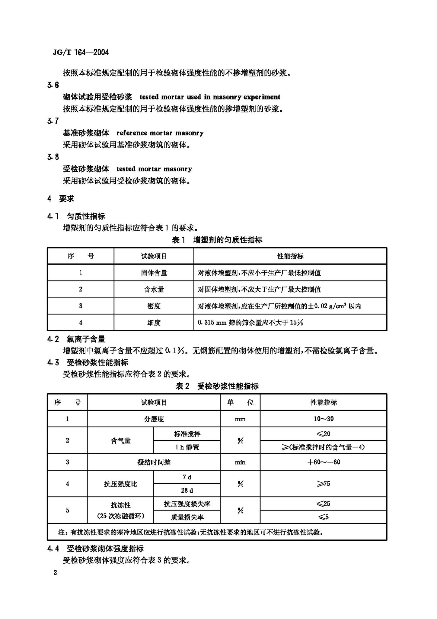阅读-JG/T164-2004：砌筑砂浆增塑剂