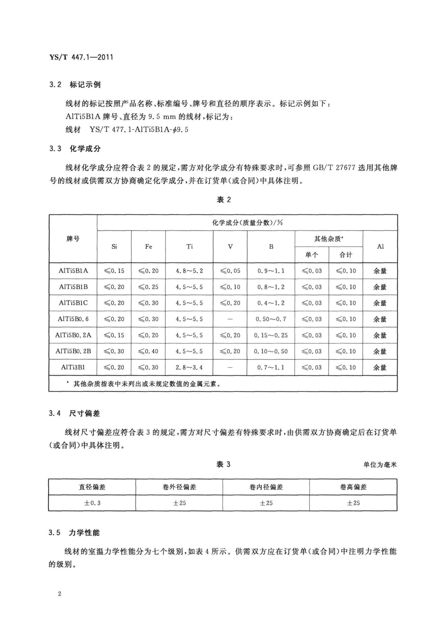 阅读-YS/T 447.1-2011：铝及铝合金晶粒细化用合金线材第1部分：铝-钛-硼合金线材